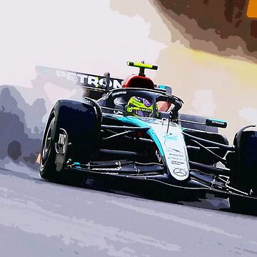 "Lewis Hamilton racing his 2024 F1 car in the rain watercolor" Sticker ...