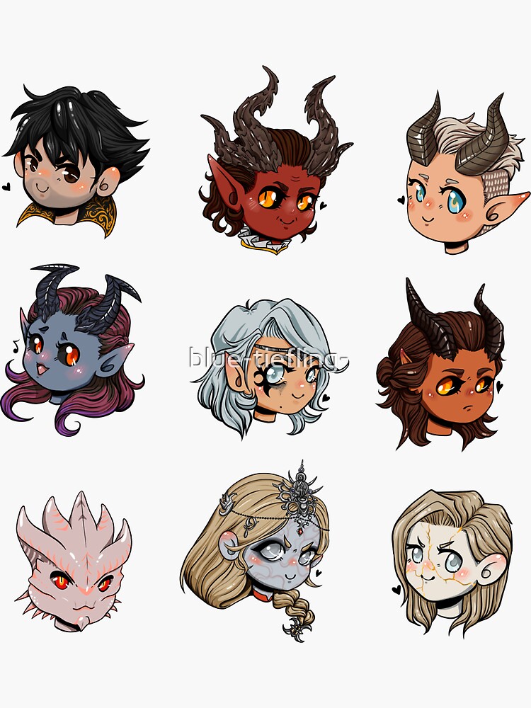 "BG3 NPC Chibis!" Sticker for Sale by blue-tiefling- | Redbubble