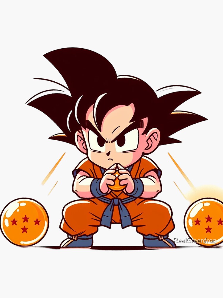 "chibi goku" Sticker by RealGreenfrog | Redbubble
