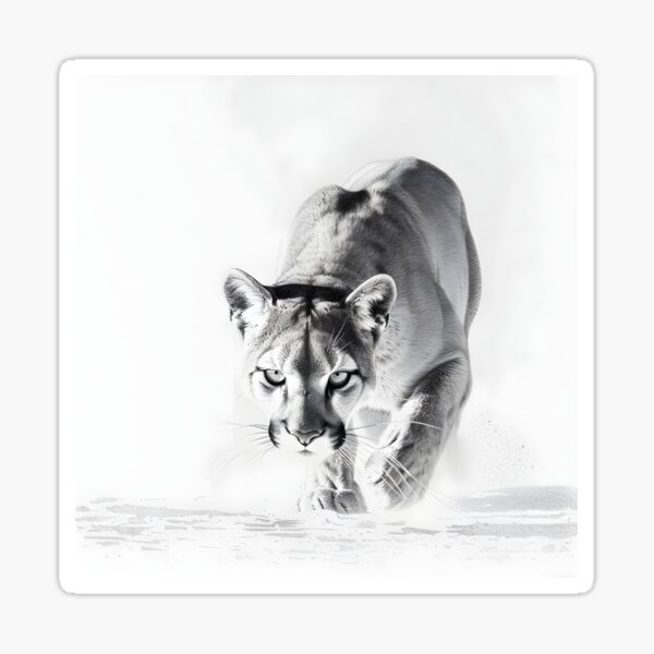 "Black and white pencil drawing of a Puma" Sticker for Sale by Pencil ...