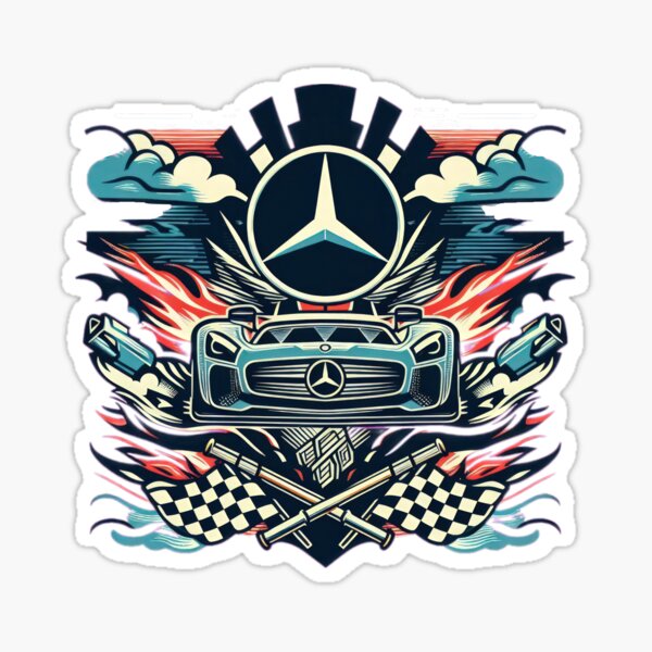 " Mercedes logo color drawing wallpaper" Sticker for Sale by ...