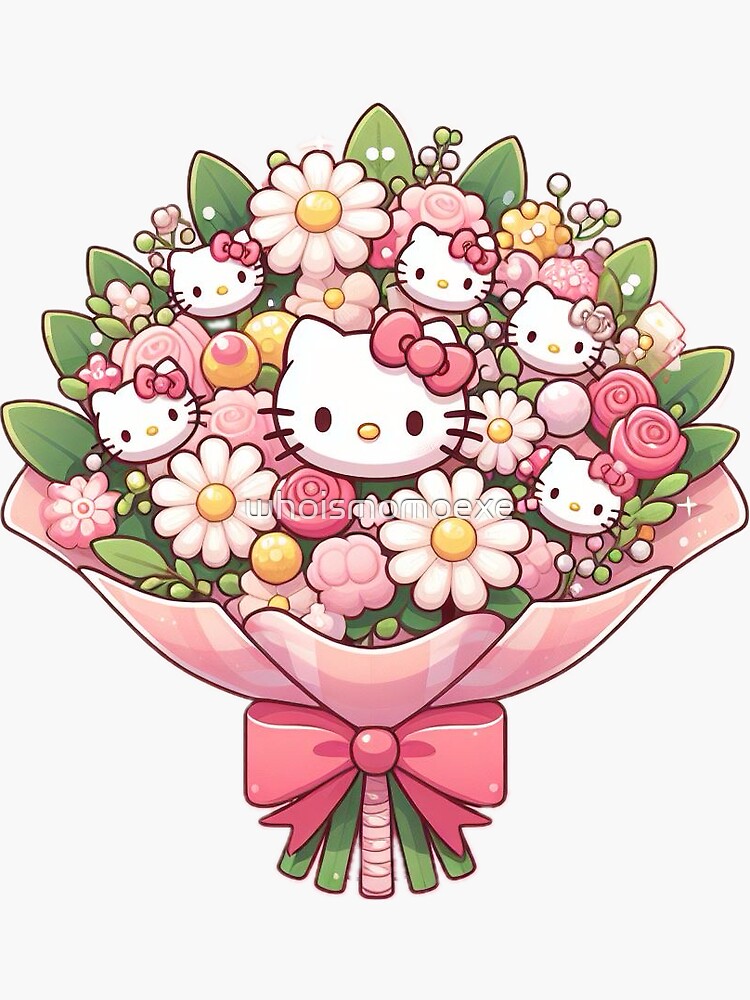 "Hello Kitty Flower Bouquet" Sticker by whoismomoexe | Redbubble