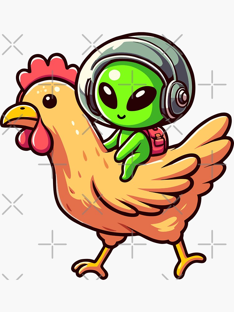 "Alien Ride Chicken " Sticker for Sale by Designowner | Redbubble