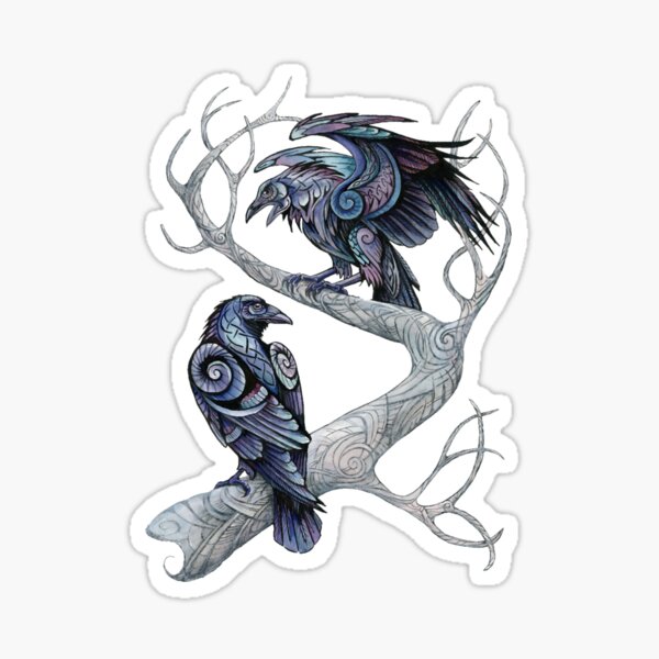 "Hugin and Munin" Sticker for Sale by AdamLew2 | Redbubble