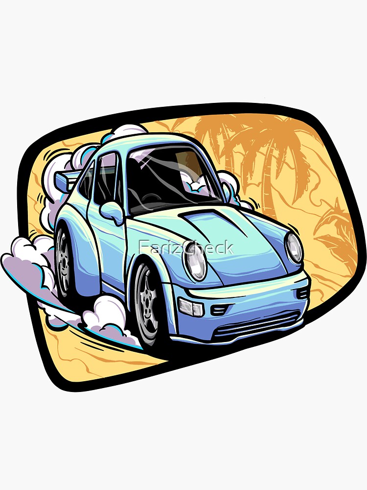"Chibi Car Porsche" Sticker for Sale by FarizCheck | Redbubble