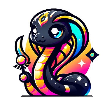 "Cute cartoon cobra with scepter - color illustration" Sticker by AD ...