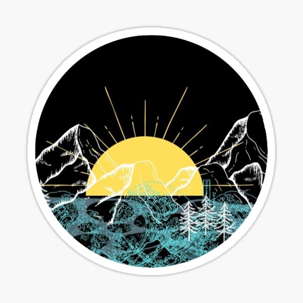 "Mountain Range View Sticker" Sticker for Sale by AbyssOasis | Redbubble