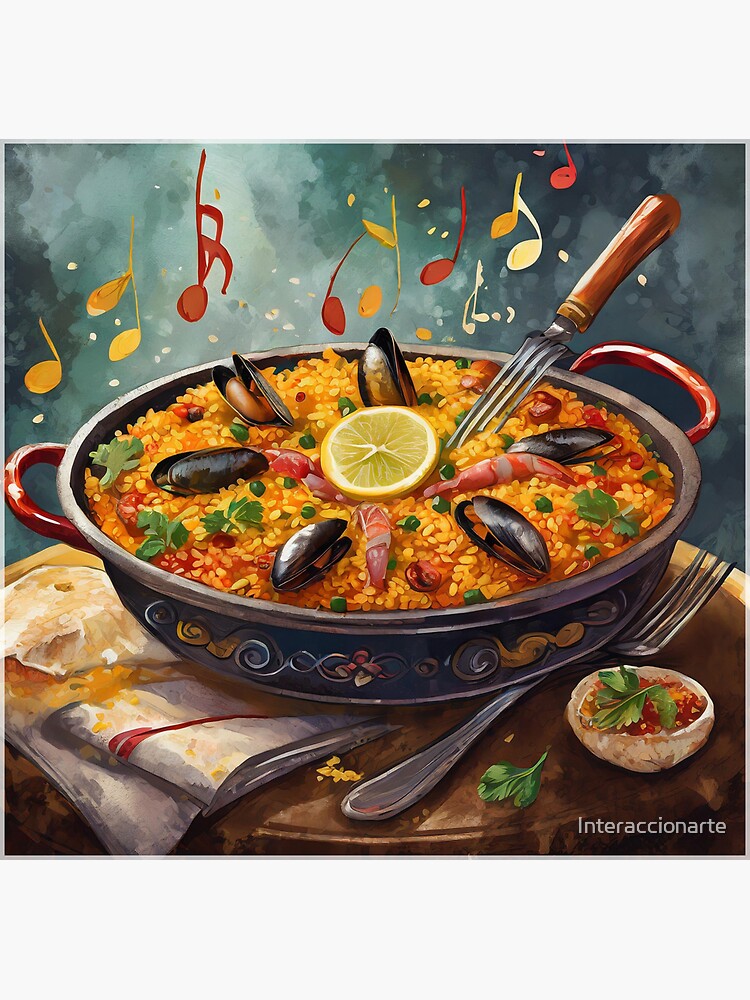 "Musical Paella" Sticker by Interaccionarte | Redbubble