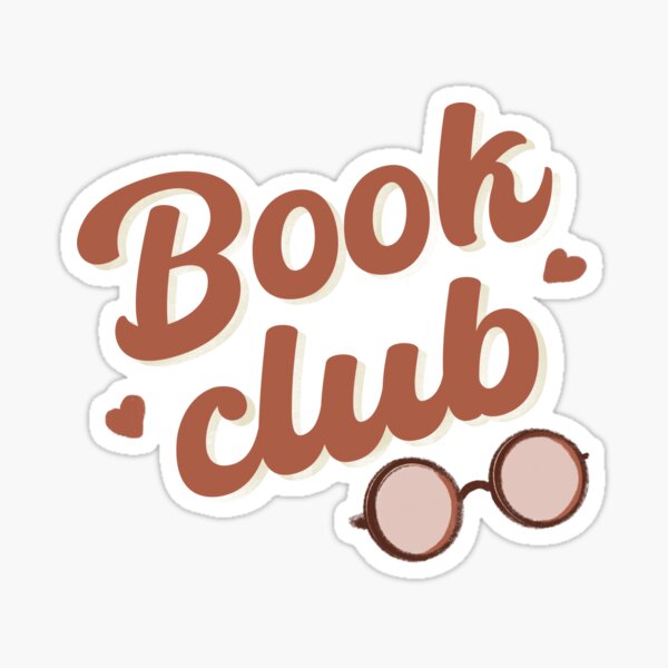 "Book club typography design for book lover, Book and glasses" Sticker ...