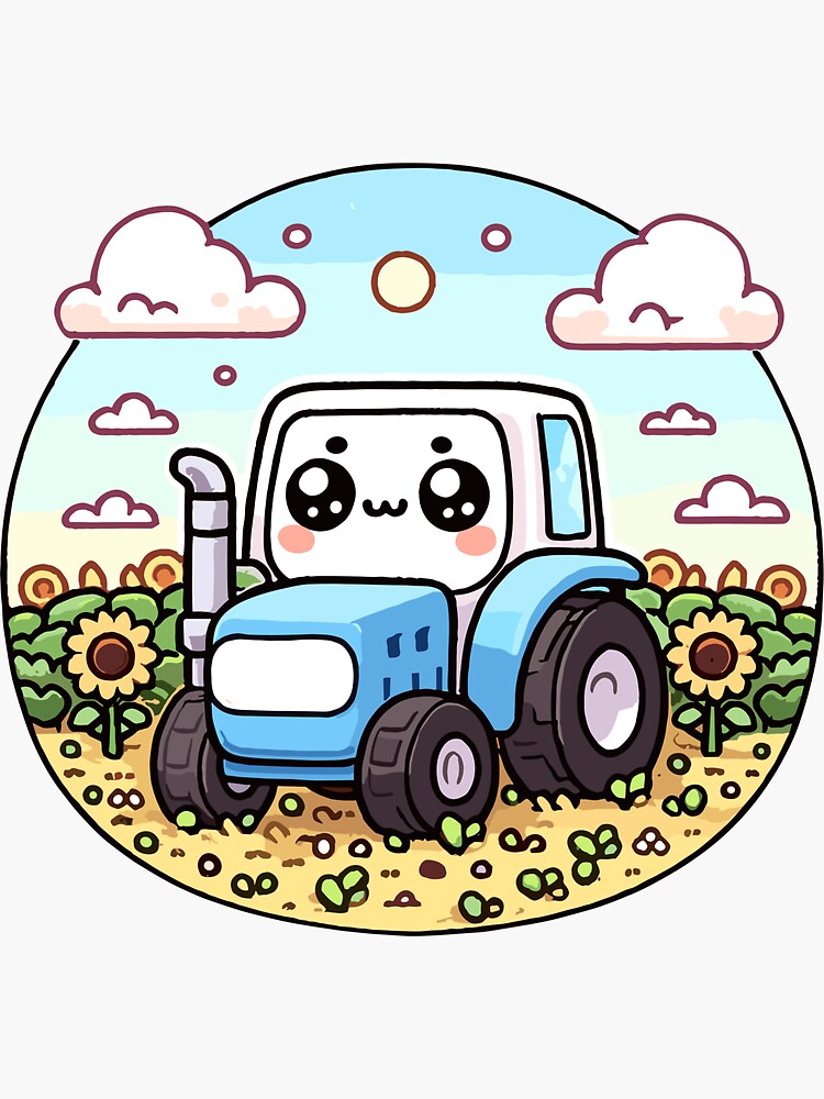 "Kawaii Tractor " Sticker for Sale by TillysCuteCanva | Redbubble