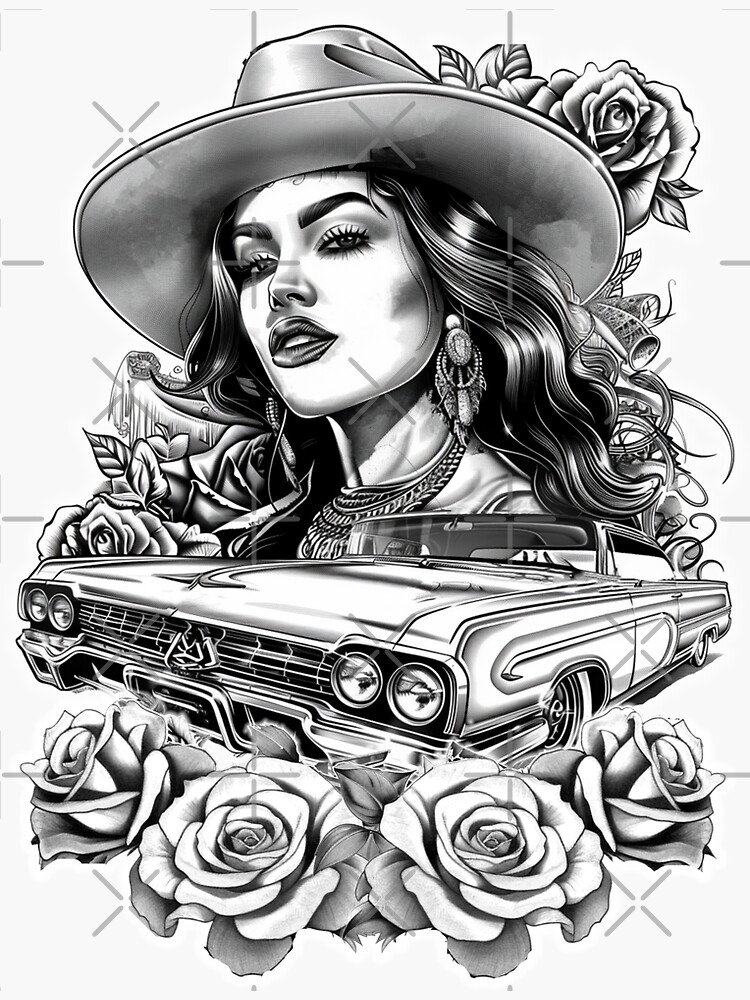 "Chicano Lowrider Girl Mexican Chicana Latina Chola" Sticker for Sale ...