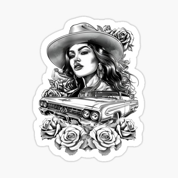"Chicano Lowrider Girl Mexican Chicana Latina Chola" Sticker for Sale ...