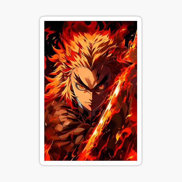 "Rengoku Kyojuro- Demon Slayer" Sticker for Sale by FantasyPrince ...