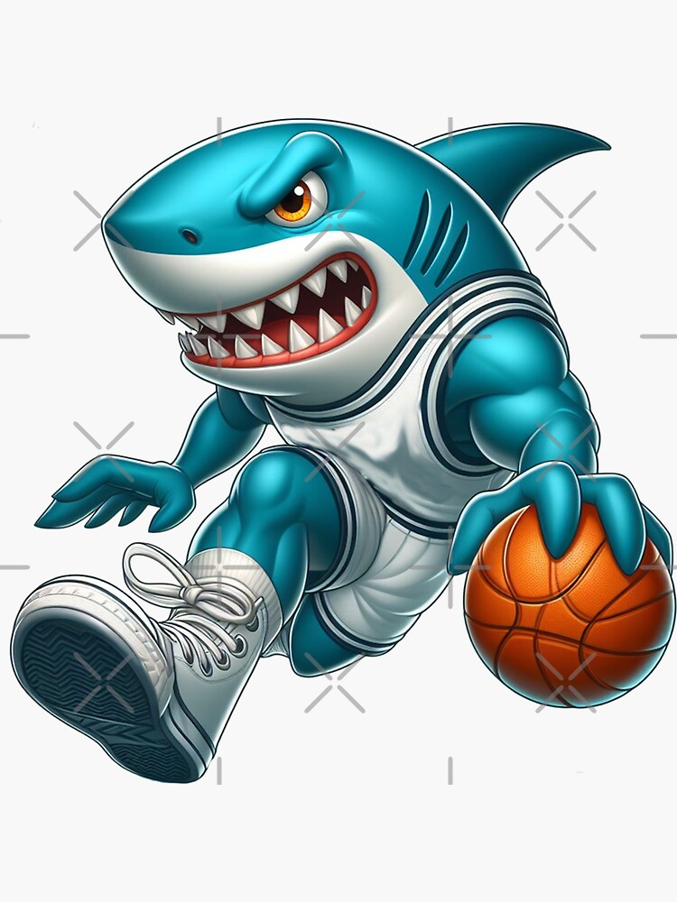 "Basketball * Shark 6" Sticker by Toeffelshop | Redbubble