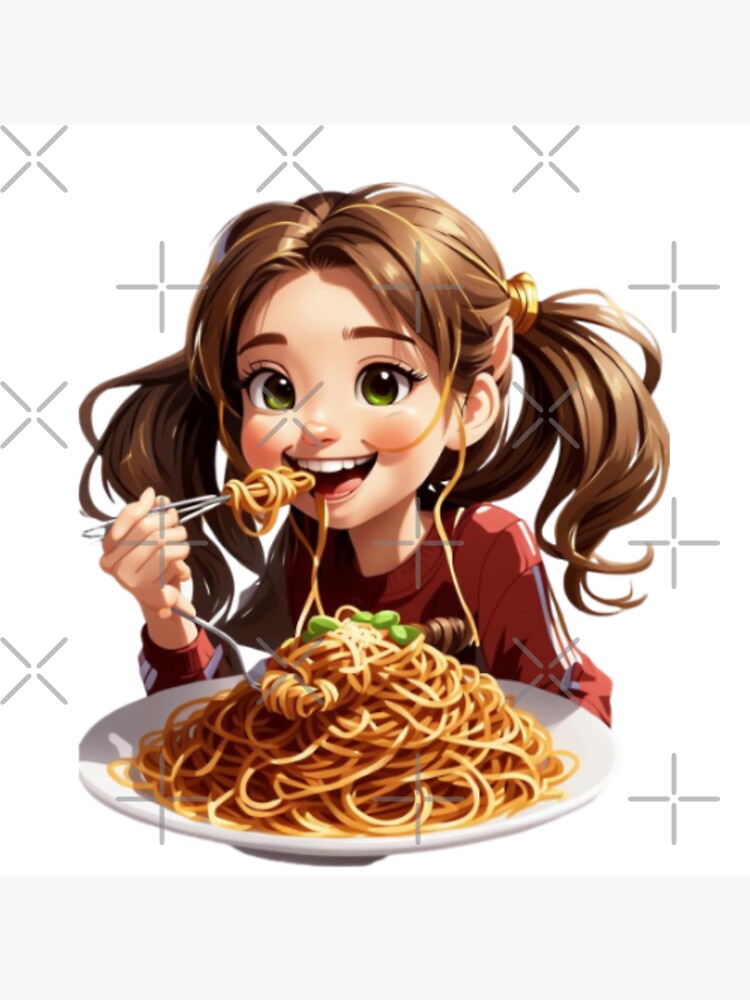 "Girl Eating Spaghetti" Sticker for Sale by WifiJW0526 | Redbubble