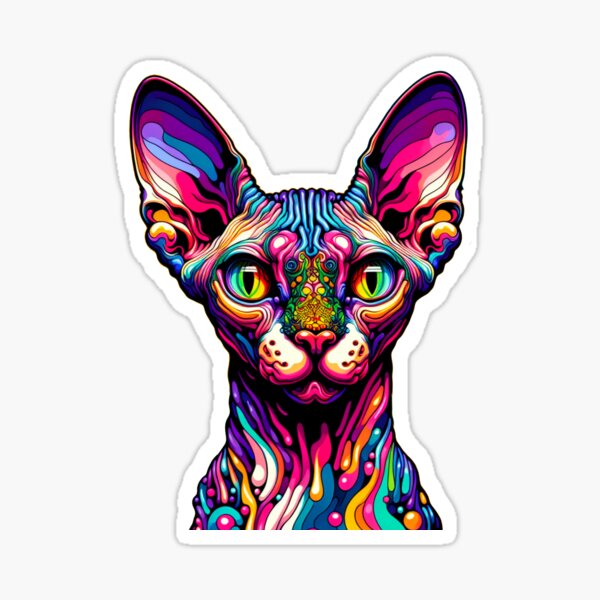 "Psychedelic Sphinx: Cosmic Curiosity" Sticker for Sale by Pawsitive ...