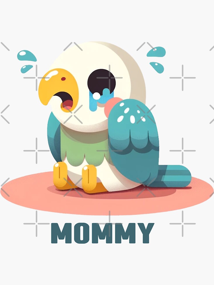 "Cute parrot baby is crying, mommy, come quickly" Sticker for Sale by ...
