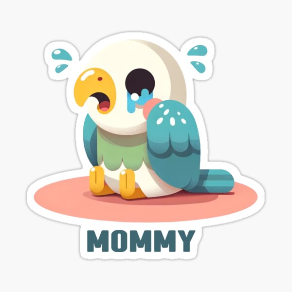 "Cute parrot baby is crying, mommy, come quickly" Sticker for Sale by ...