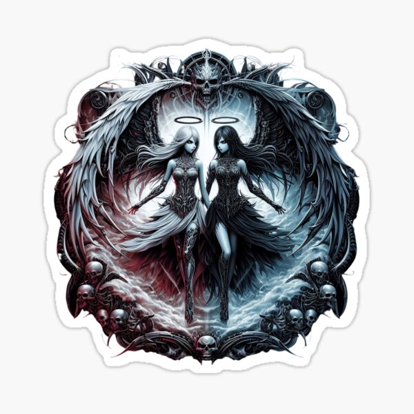 "Light & Dark Angel girls" Sticker for Sale by GhostMachine13 | Redbubble