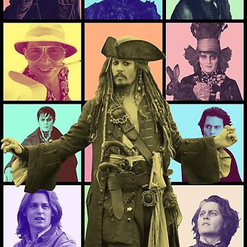 "Johnny Depp - Iconic Roles Collage" Sticker for Sale by 80sRetroArt ...