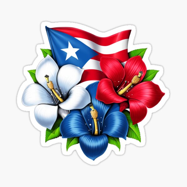 "Puerto Rico Flowers Flag" Sticker for Sale by Nikolay Lachezarov ...
