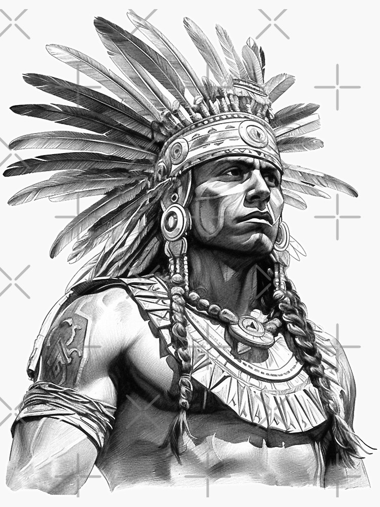 "Aztec Warrior Man Chicano Mexican Azteca Maya " Sticker for Sale by ...
