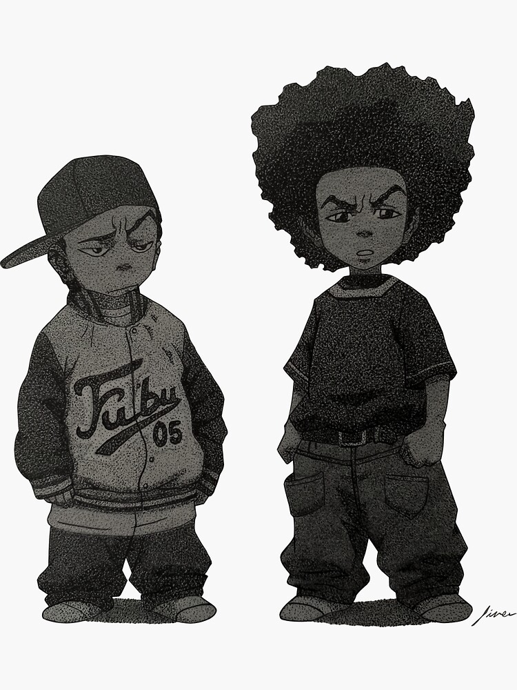 "Boondocks Huey & Riley Drawing by Simon Born 2024" Sticker for Sale by ...