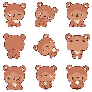 "Cute Kawaii Baby Bear Illustration" Sticker for Sale by TEE AIMO ...