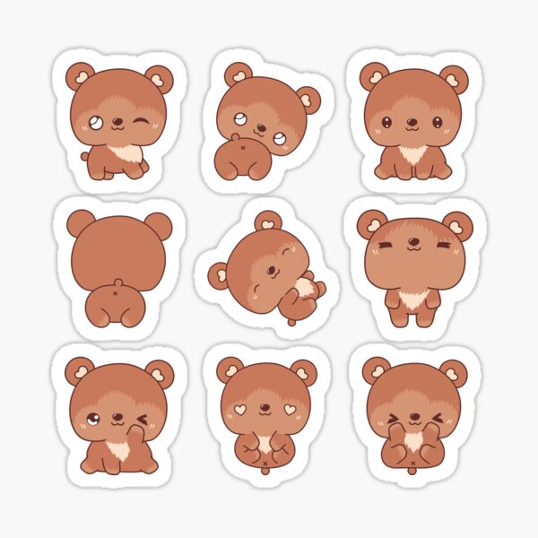 "Cute Kawaii Baby Bear Illustration" Sticker for Sale by TEE AIMO ...