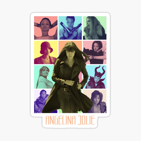 "Angelina Jolie - Iconic Roles Collage" Sticker for Sale by 80sRetroArt ...