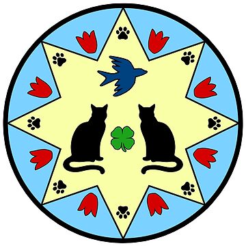 "Lucky Black Cat Hex Sign" Sticker for Sale by MannyShop | Redbubble