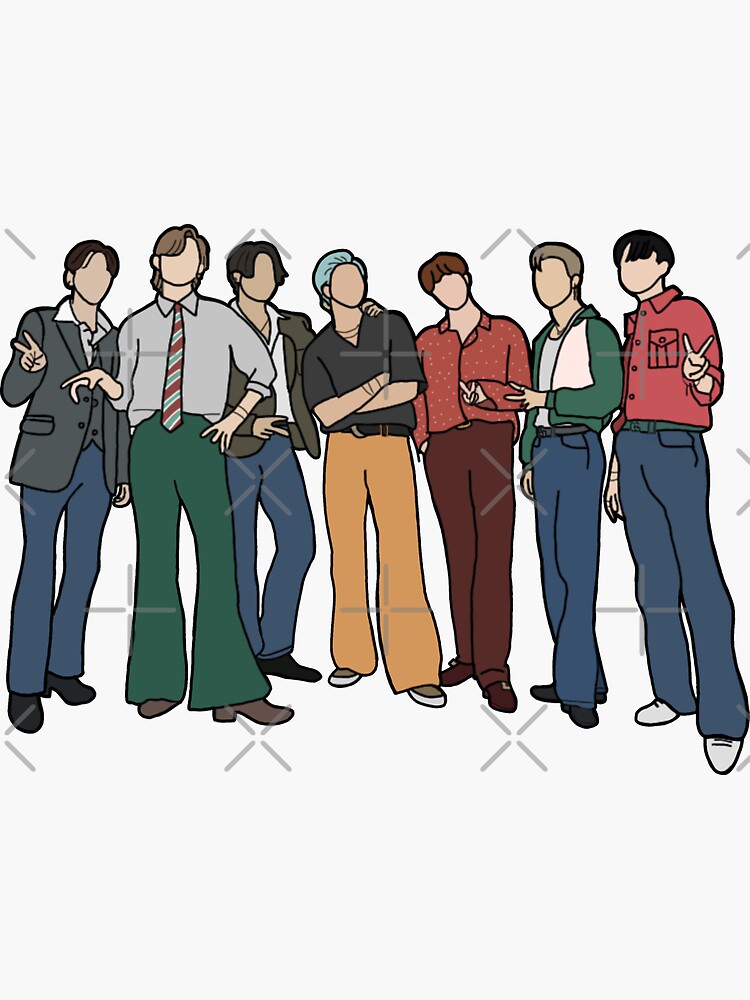 "BTS dynamite group pose" Sticker for Sale by cjayzz77 | Redbubble