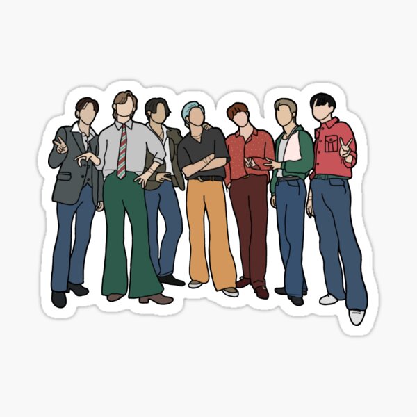 "BTS dynamite group pose" Sticker for Sale by cjayzz77 | Redbubble
