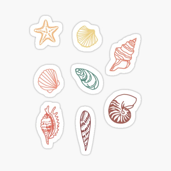 "Sea shell sticker pack" Sticker for Sale by drewincognito | Redbubble