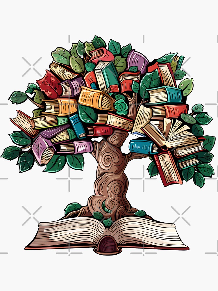 "Tree of Book Knowledge" Sticker for Sale by Glenn Slingsby | Redbubble