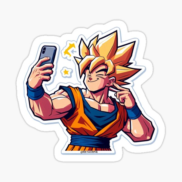 "Happy Goku Super Sayan Selfie - Sticker" Sticker by rikymorphe | Redbubble
