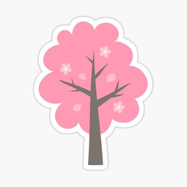 "Hand drawn cute cartoon sakura cherry blossom tree" Sticker for Sale ...