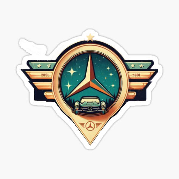 " Mercedes retro Emblem wallpaper " Sticker for Sale by Expressions-Sel ...