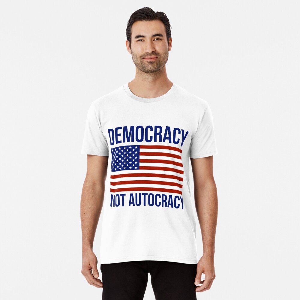 "Democracy not autocracy " Sticker for Sale by RACHELDF | Redbubble