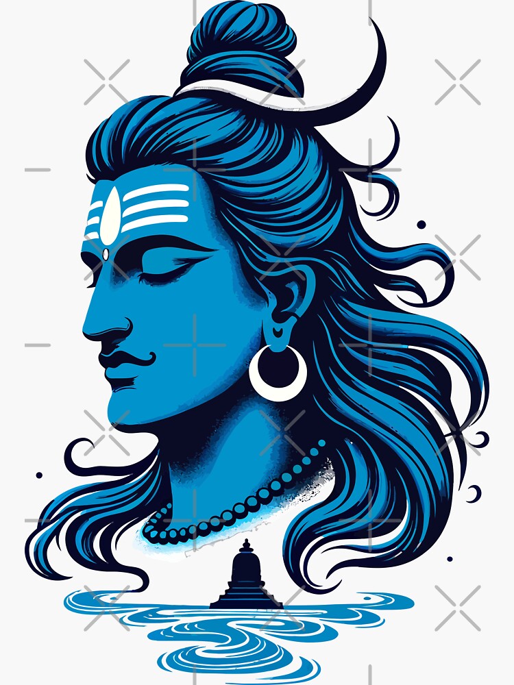"Lord Shiva Face Blue" Sticker for Sale by CyberYogi | Redbubble