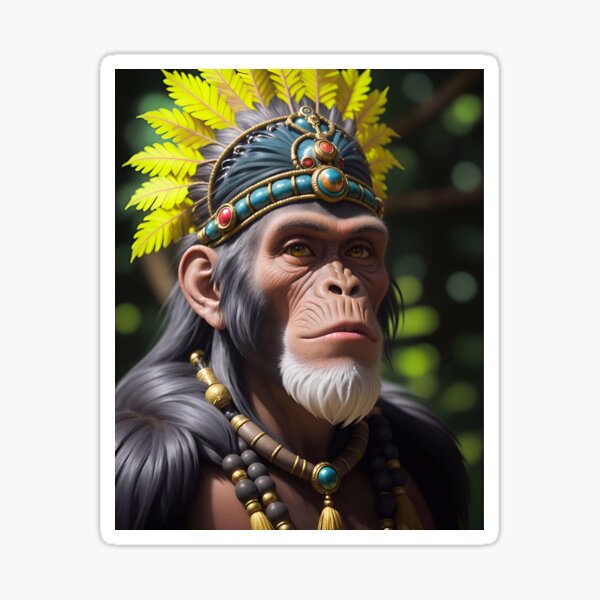 "Native Monkey Warrior Chief" Sticker for Sale by TheArtOfPat | Redbubble