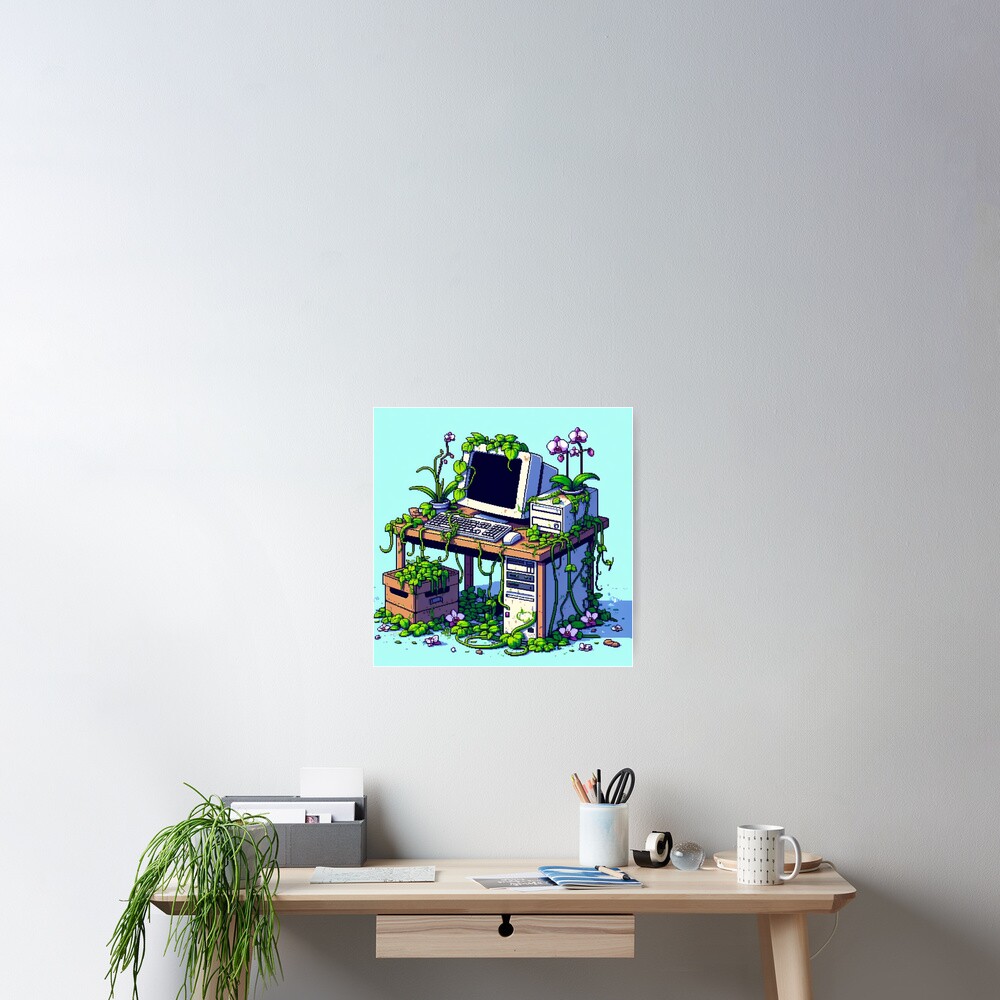 "Overgrown Desk - Pixel Art Apocalypse" Sticker for Sale by RetroRuins ...