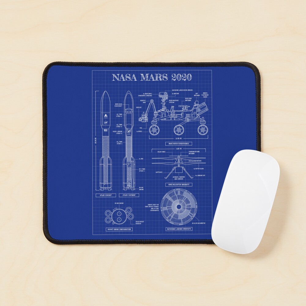 "NASA Mars 2020. Perseverance and Ingenuity (Vertical Blueprint)" Art ...