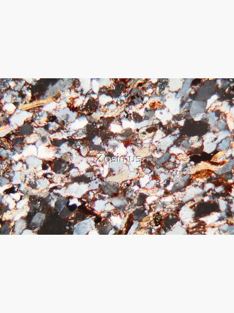 "Thin section of a fine grained sandstone under the microscope and in ...