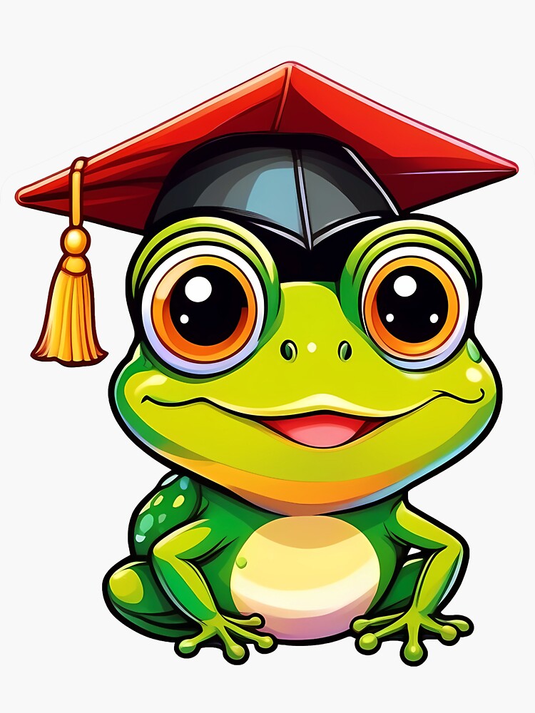 "frog wearing a graduation cap" Sticker for Sale by Cosmicreations1 ...