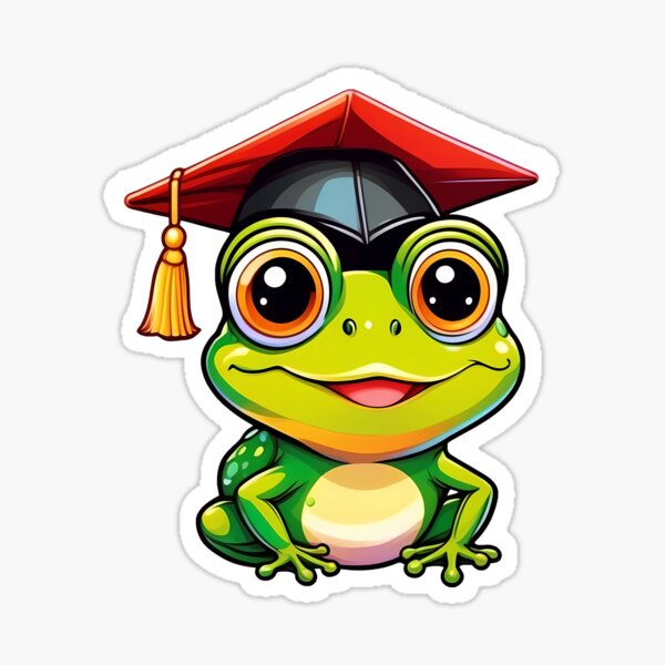 "frog wearing a graduation cap" Sticker for Sale by Cosmicreations1 ...