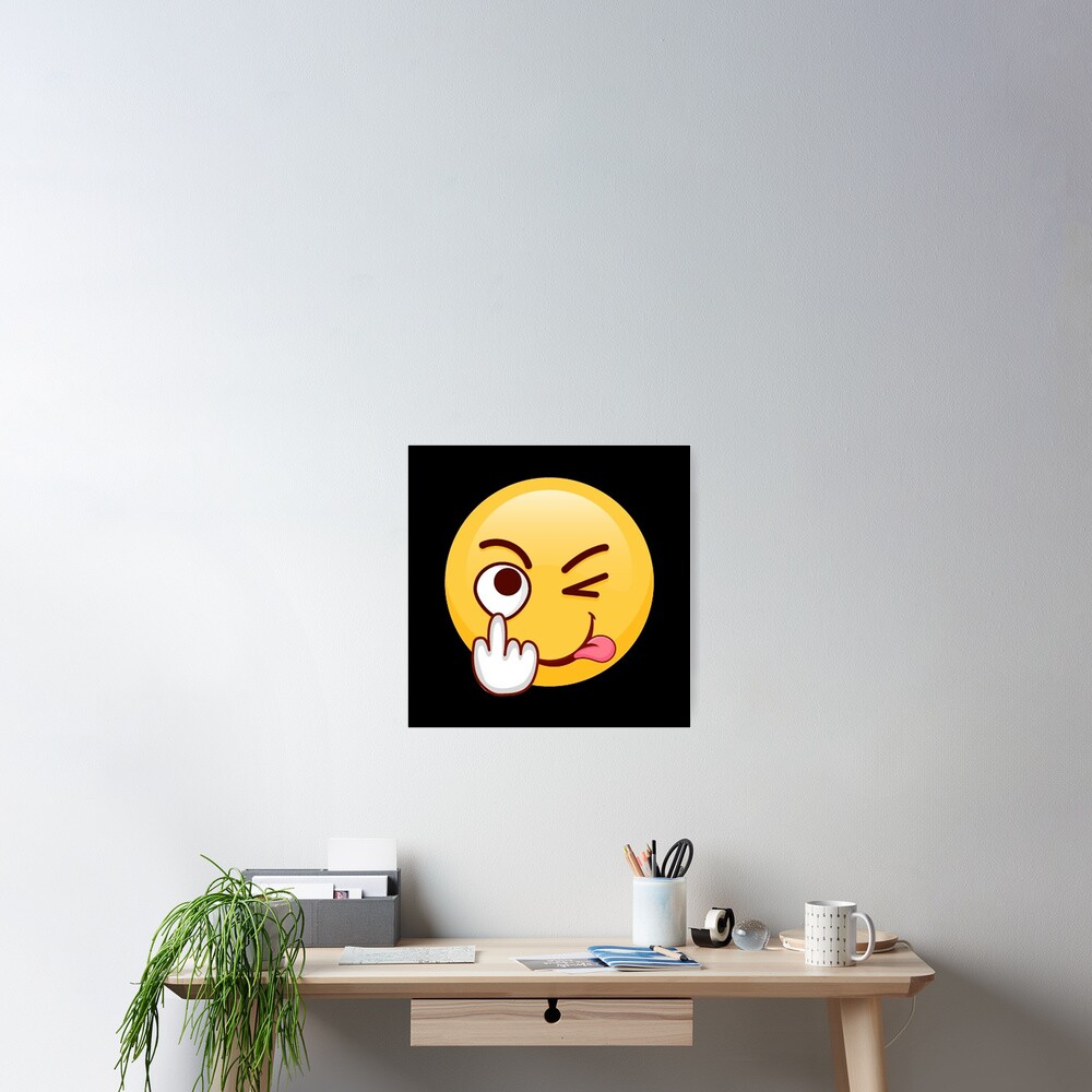 "Middle Finger Sticking out Tongue Funny Emoji" Poster by Staytrendy ...