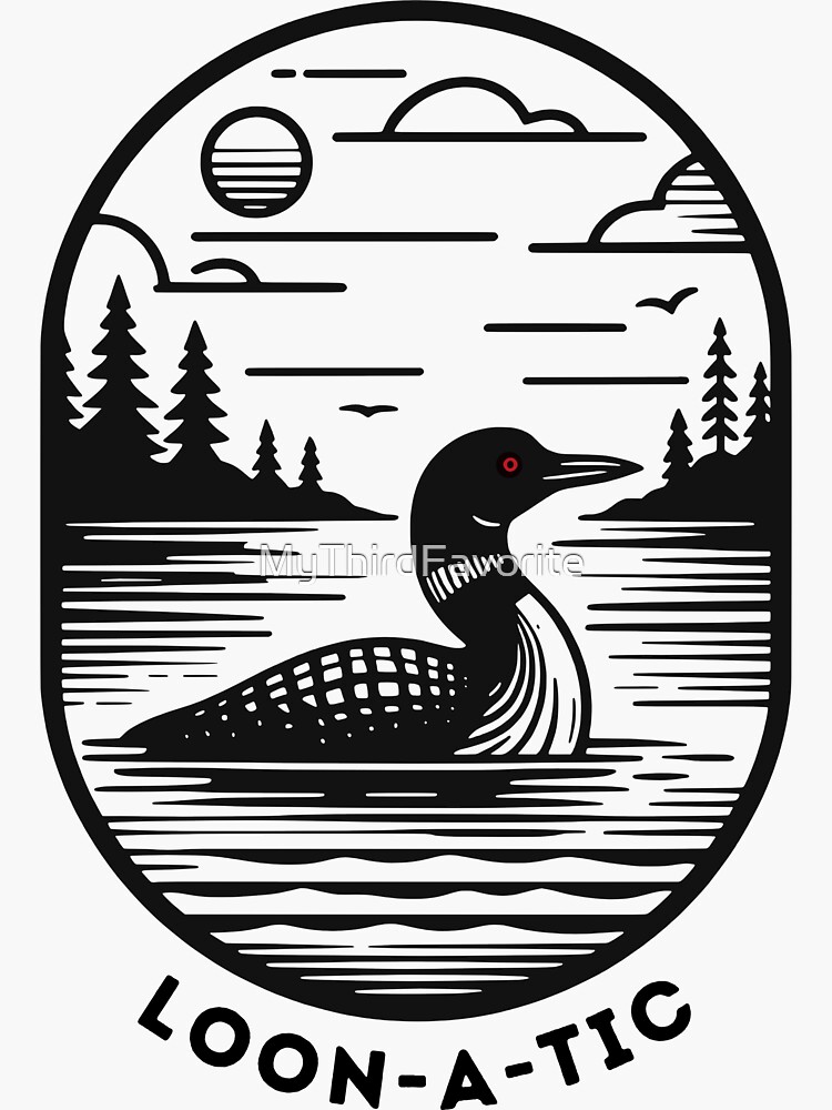 "Loon-a-tic Lunatic Common Loon on Lake" Sticker for Sale by ...