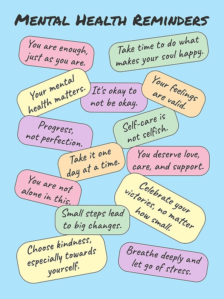 "Mental Health Reminders Artwork" Poster for Sale by kakarikihill ...