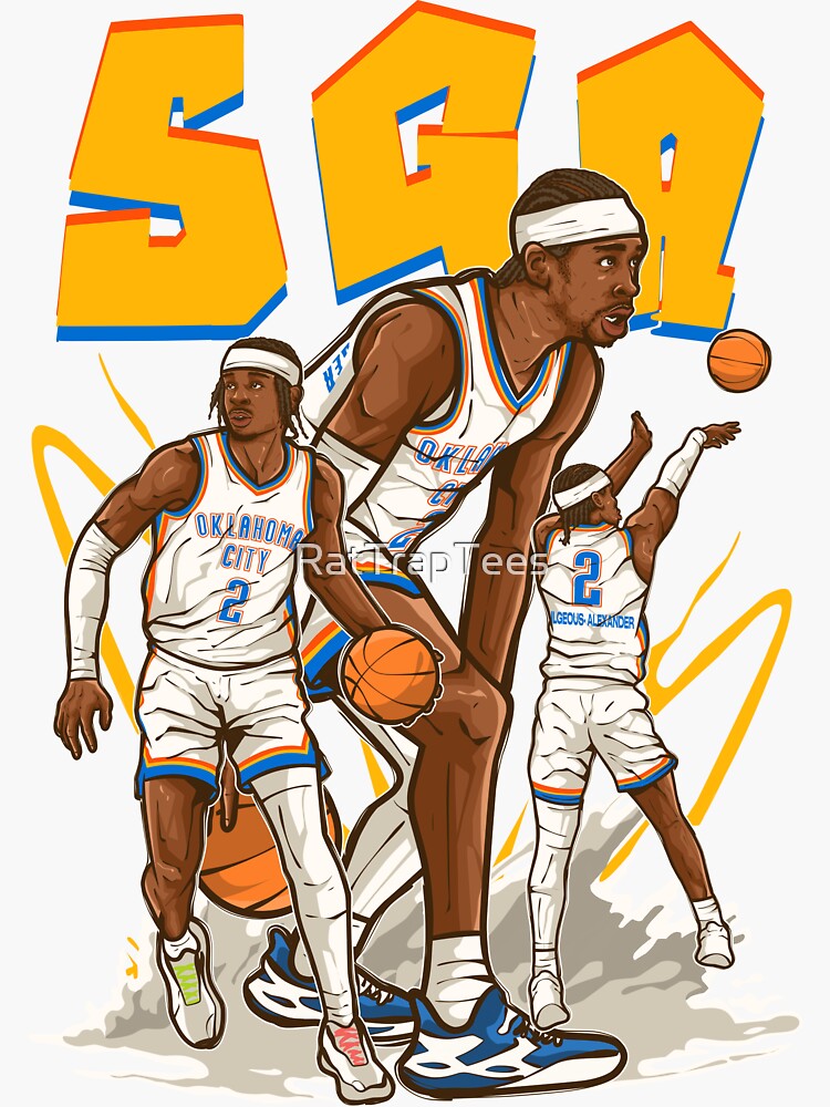 "Shai Gilgeous-Alexander SGA Cartoon" Sticker for Sale by RatTrapTees ...